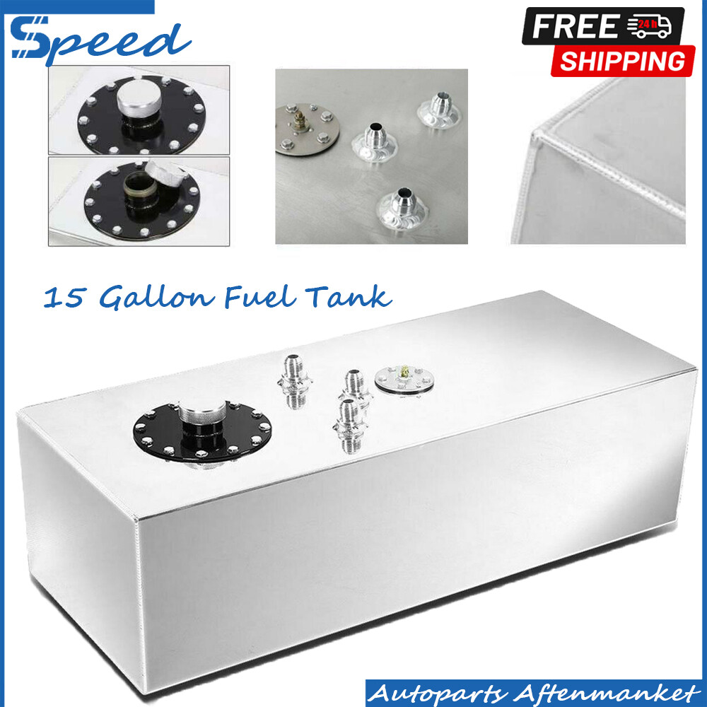 15 Gallon 60L Polished Aluminum Race Fuel Cell Gas Tank With Cap ...