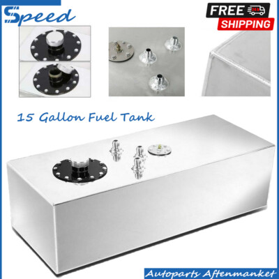 15 Gallon 60L Polished Aluminum Race Fuel Cell Gas Tank With Cap ...