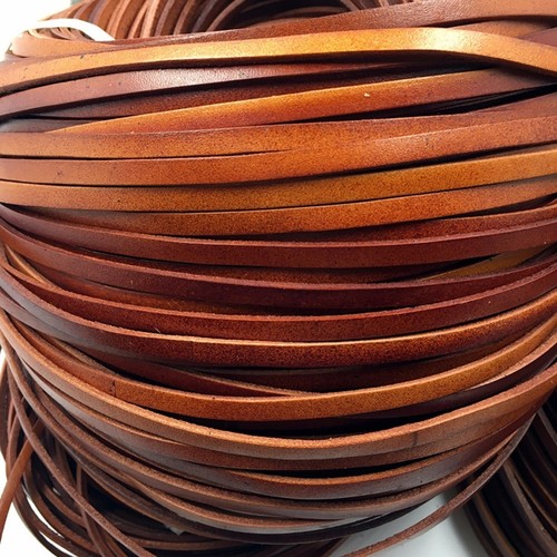 5 Meter Flat Real Leather Rope Cord Bracelet Necklace Strap DIY Retro ...