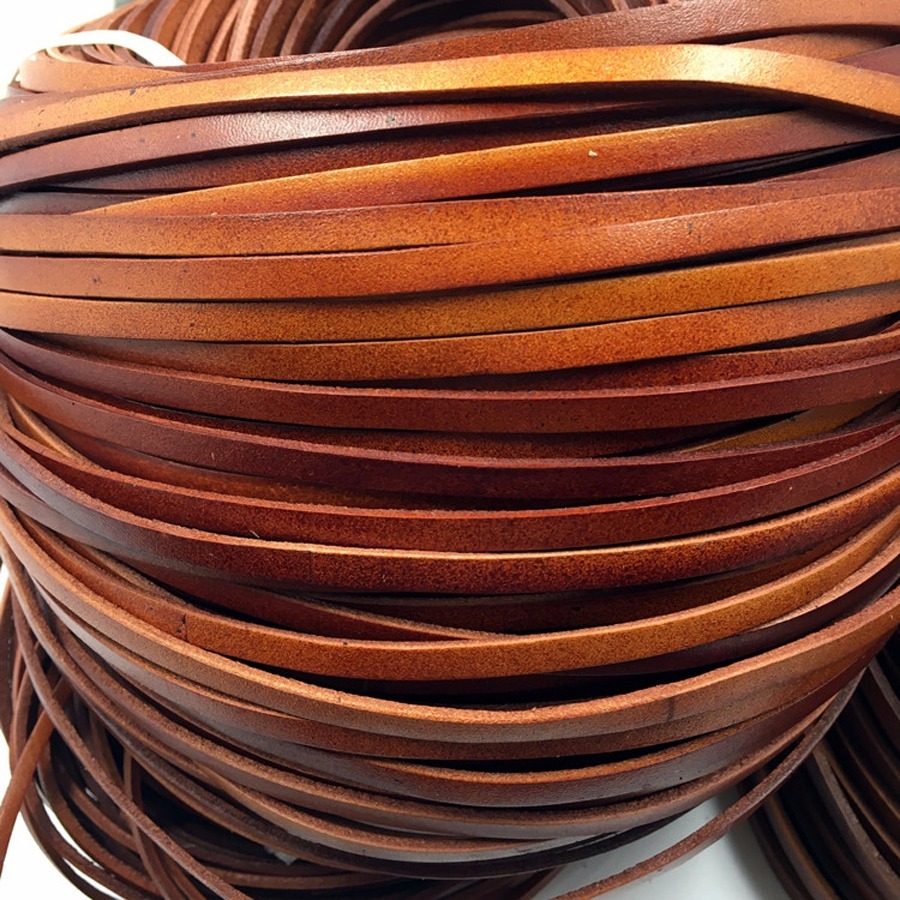 5 Meter Flat Real Leather Rope Cord Bracelet Necklace Strap DIY Retro ...