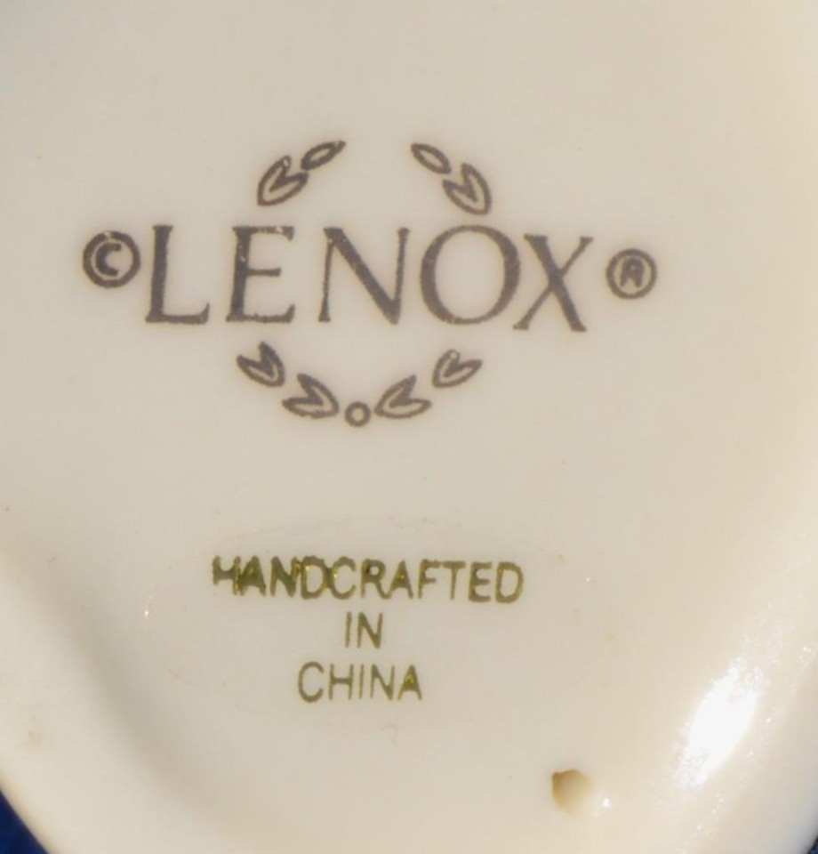 Vtg LENOX Fine China Cream & 24K Gold Trim DOLPHIN Wave Standing 4"h ...