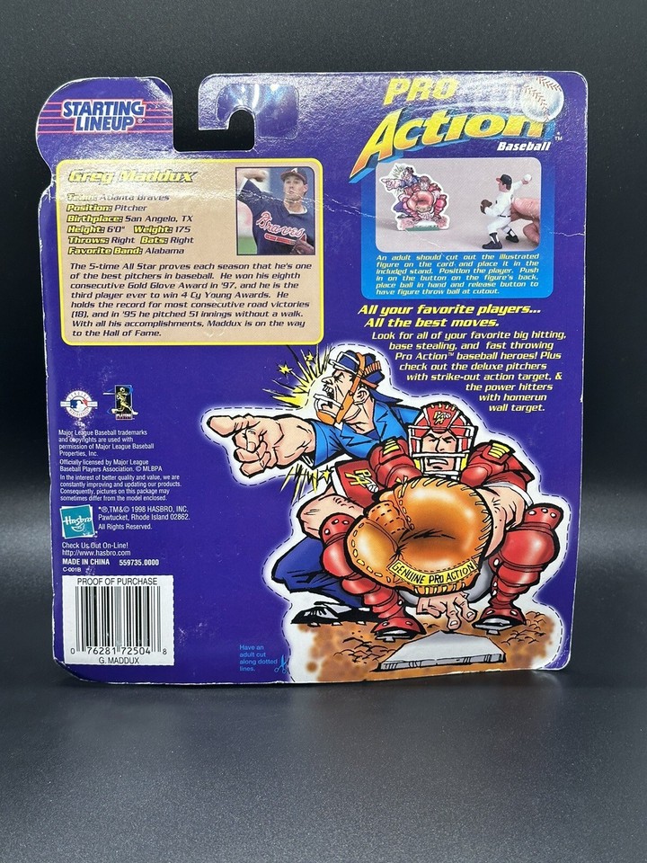 1998 Hasbro Pro Action Baseball Greg Maddux Toy | eBay