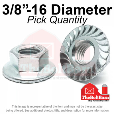 3/8"-16 Case Hardened Serrated LARGE Flange Whiz Lock Nut Zinc Coarse ...