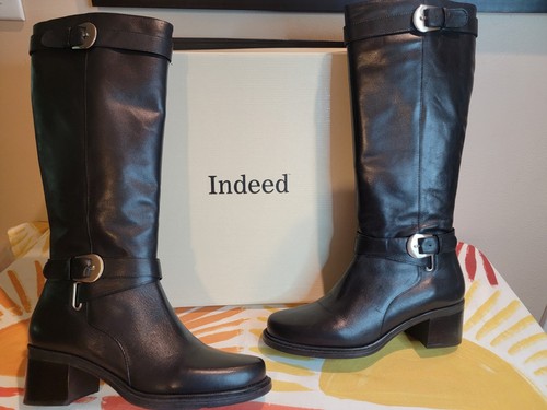 NIB Vintage Indeed Black Zip-up Boots With Silver Buckle Size 8 Very ...