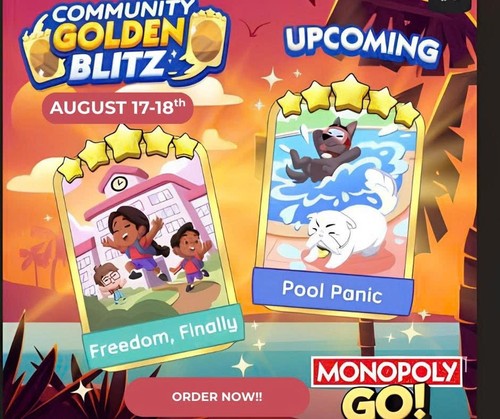 🌈Mono_poly Go Golden Blitz Stickers Cards 5 ⭐ Freedom Finally/ Pool Panic Pre | eBay