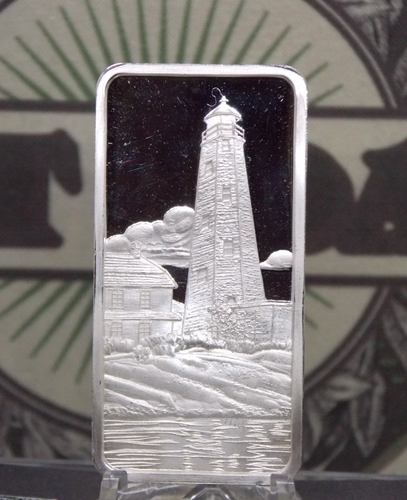 1974 Hamilton Mint *SANDY HOOK * 1oz .999 Silver ART Bar America the ...