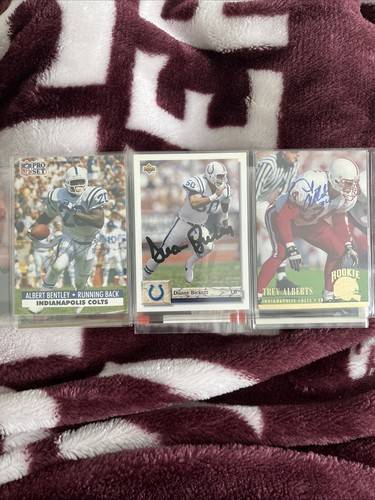 3 Signed Indianapolis Colts Cards Albert Bentley/Duane Bickett/Trev ...