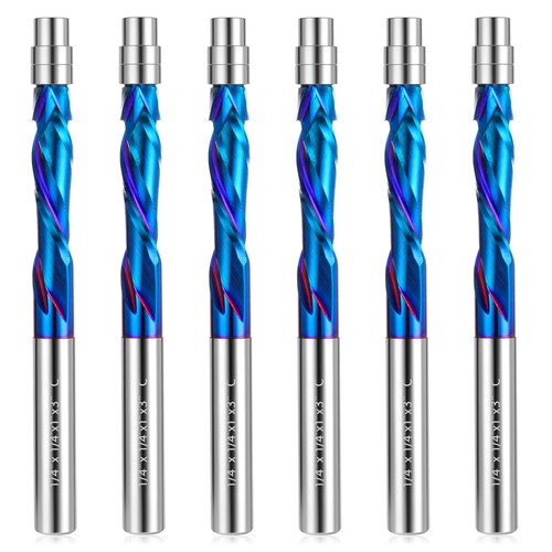 Compression Spiral Flush Trim Router Bit 1/4 Inch Shank, 6PCS Up Down ...