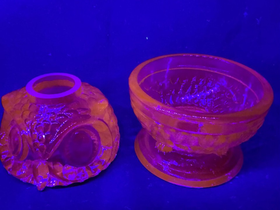 green Vaseline glass Owl Fairy lamp candle tea light holder Bird ...