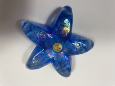 Vtg Robert Held Art Glass Canada Blue Iridescent Star Starfish ...