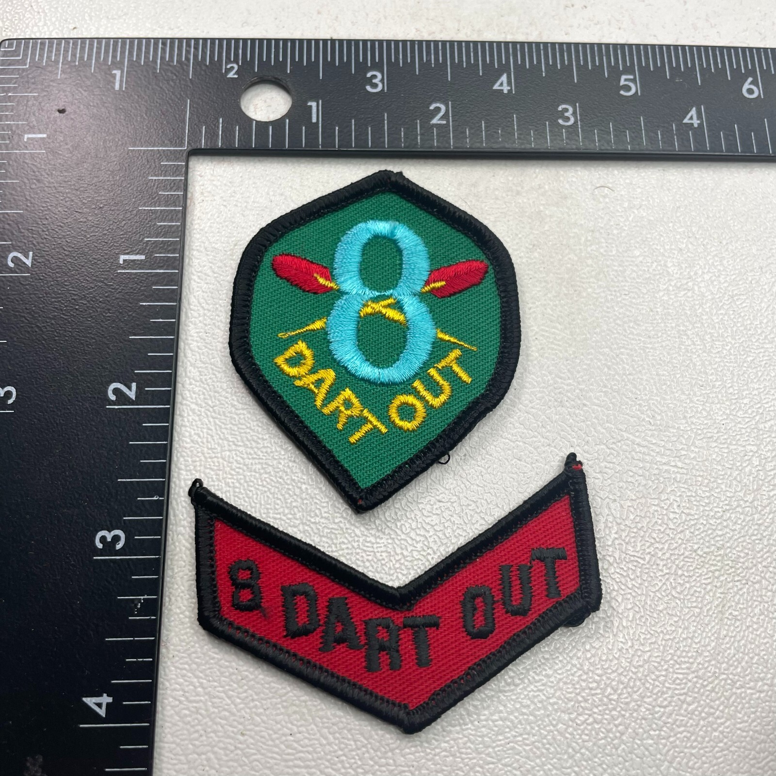 Dart Throwing Patch Lot of 2 8 DART OUT Patches 261B | eBay