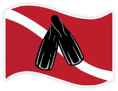 Diving Scuba Diver Fins Flag Vinyl Sticker Decal Car Truck Laptop ...