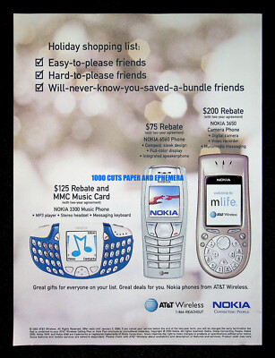 Nokia 3300 6560 3650 Cell Phone AT&T 2003 Trade Print Magazine Ad ...