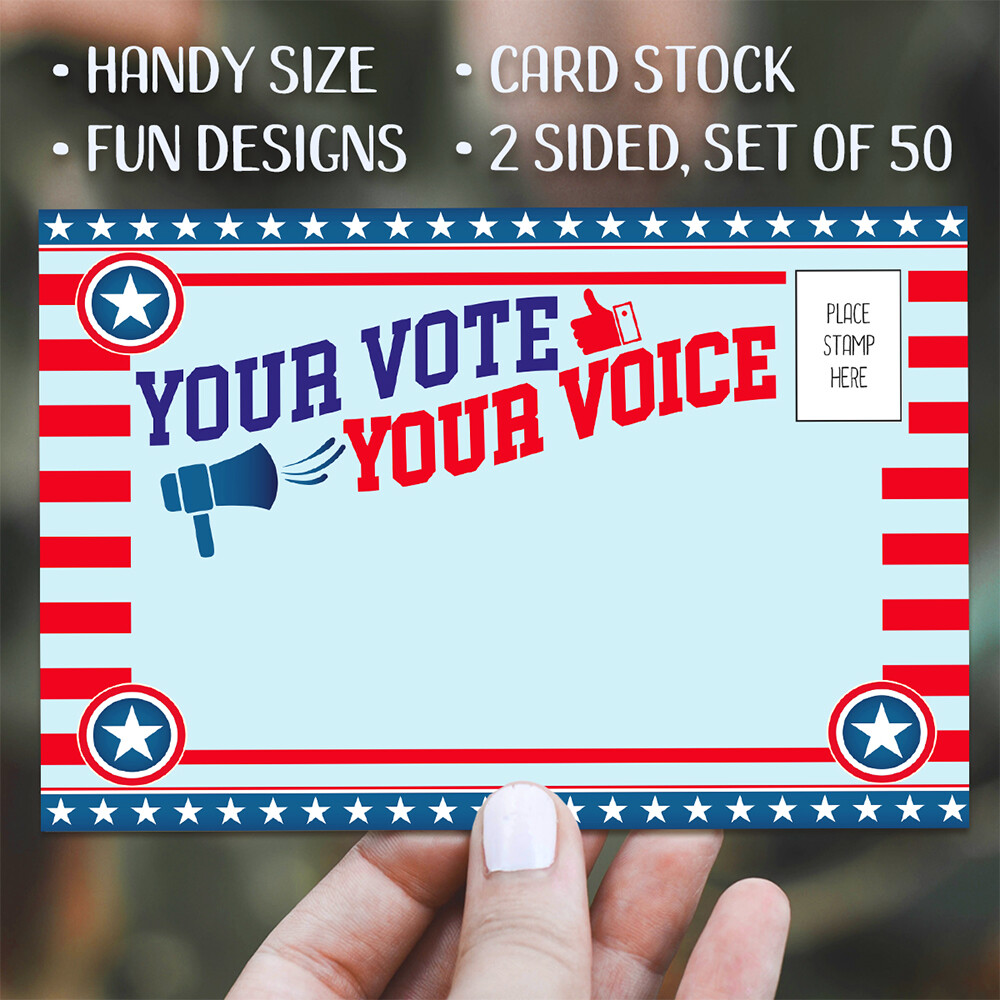 Vote Postcards Bulk - Your Vote Your Choice - Set of 100 4x6 Standard ...