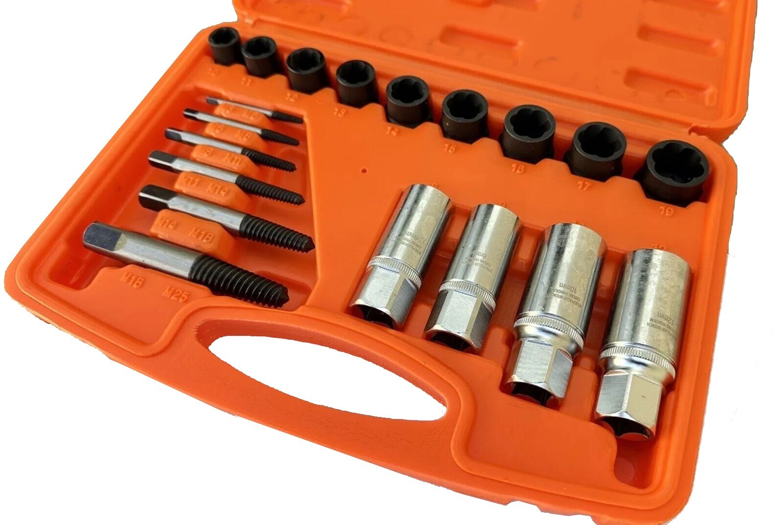 19pcs Stud Bolt Screw Extractor Easy Out Bit &Twisted Socket Removing ...