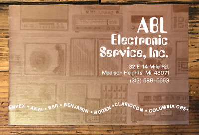 ABL Electronic Service Madison Heights, MI 7pg Dealer Brochure *Orig* | eBay UK