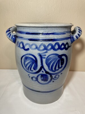 Antique Large 13” German Westerwald Cobalt Glaze Stoneware Crock Marked ...