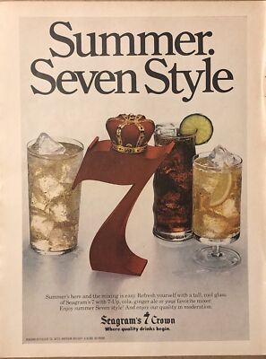 1979 Seagrams 7 Crown PRINT AD Summer Seven Style - Quality Drinks VTG ...