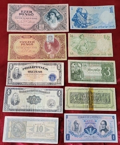 17 Various Old World Banknotes Foreign Paper Money Currency | eBay