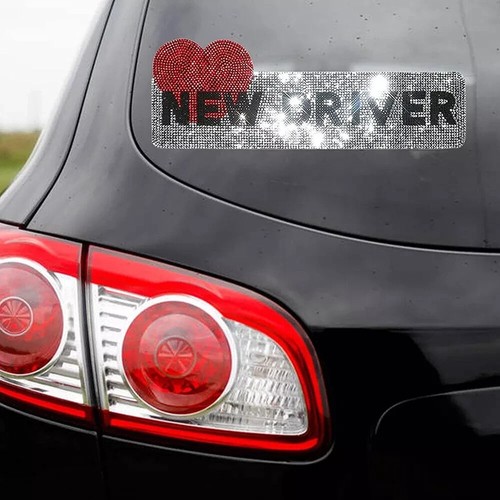 Bling Diamond Rhinestone Cute Lady New Driver Sticker Car SUV 3D Decal ...