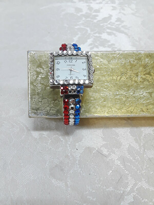 Beautiful Persona Red,White and Blue Stone Watch | eBay