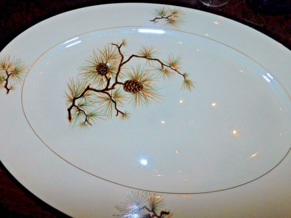 LENOX PORCELAIN PINE SERVING PLATTER MEDIUM Christmas Pine cone | eBay