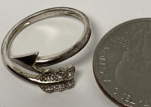 Vintage Sparkling Sterling Silver 925 Crystal Wrap Around Arrow Ring SZ ...