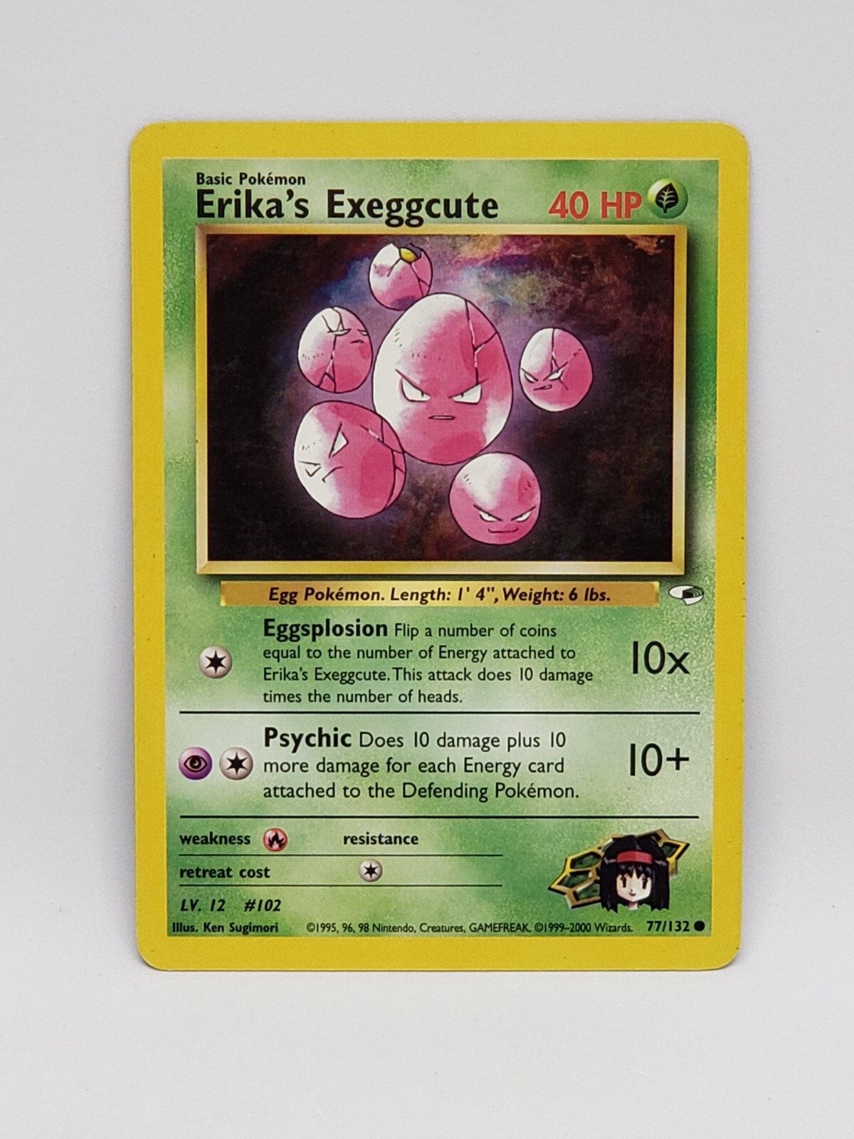 Erika's Exeggcute 77/132 Gym Heroes Vintage WOTC Pokemon Card LIGHT ...