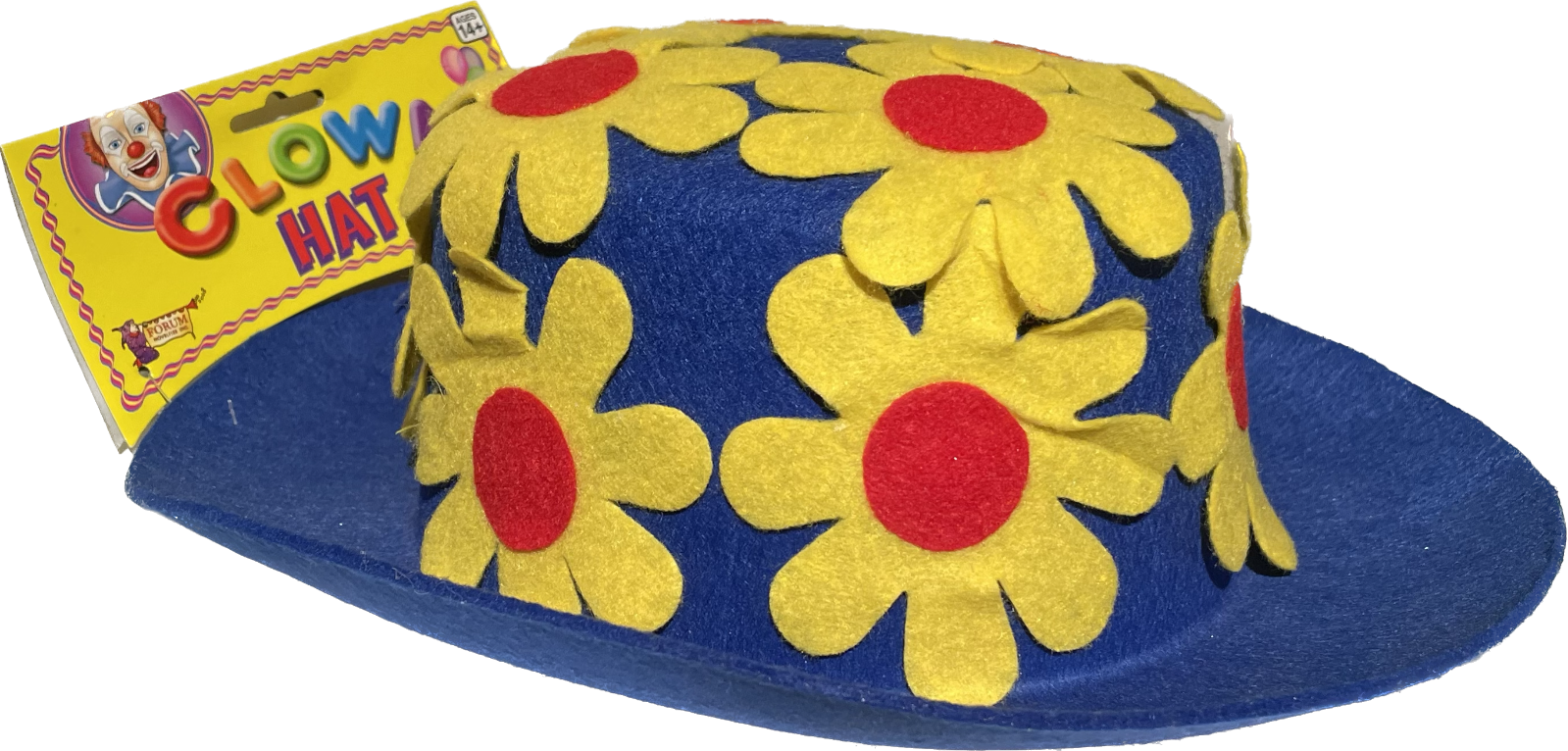 BLUE CLOWN DAISY DERBY HAT Costume Cap Funny Adult Bowler Yellow ...