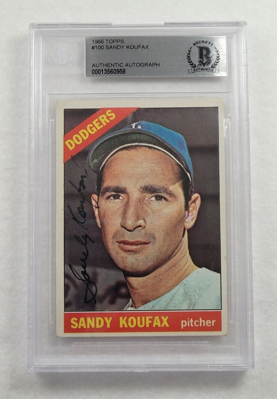 Rare 1966 SANDY KOUFAX Signed Topps Baseball Card-BROOKLYN DODGERS ...