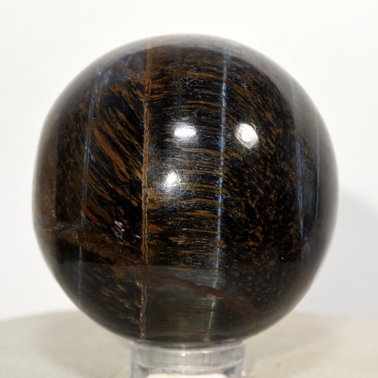 43mm Blue Tiger Eye Sphere Natural Crystal Chatoyant Hawk's Eye Mineral ...