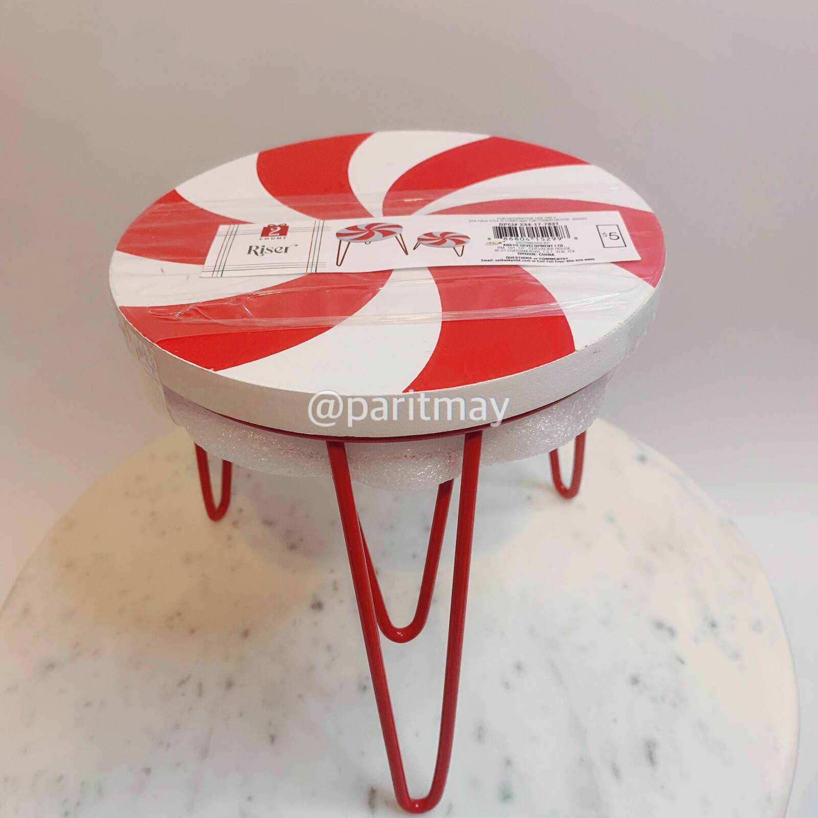 Target Bullseye Christmas 2023 Peppermint Candy Riser 6.5" SET OF 2 ...