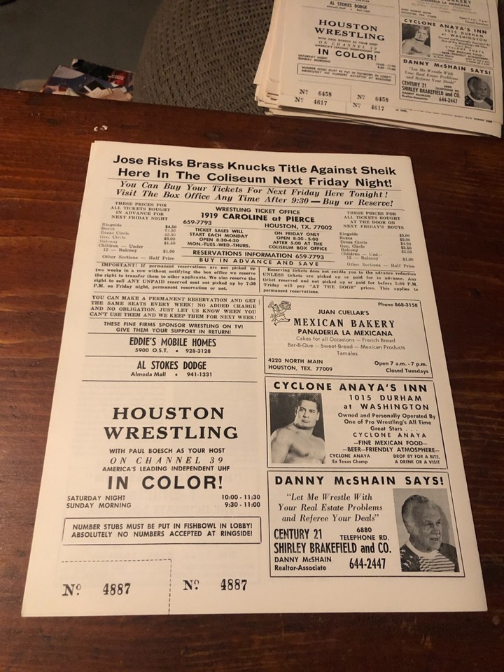 Vintage 02/25/1977 Houston, TX Paul Boesch Wrestling Program NWA/AWA ...