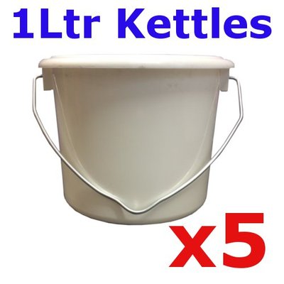5 x 1 Litre Plastic paint kettles, 1 ltr paint kettle, 1L painting pots ...