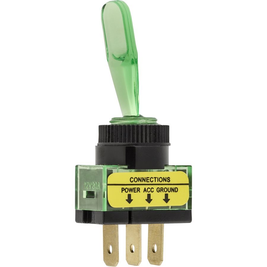 Illuminated Toggle Switch - Green, 12V, up to 20A, On/Off (SPST) | eBay
