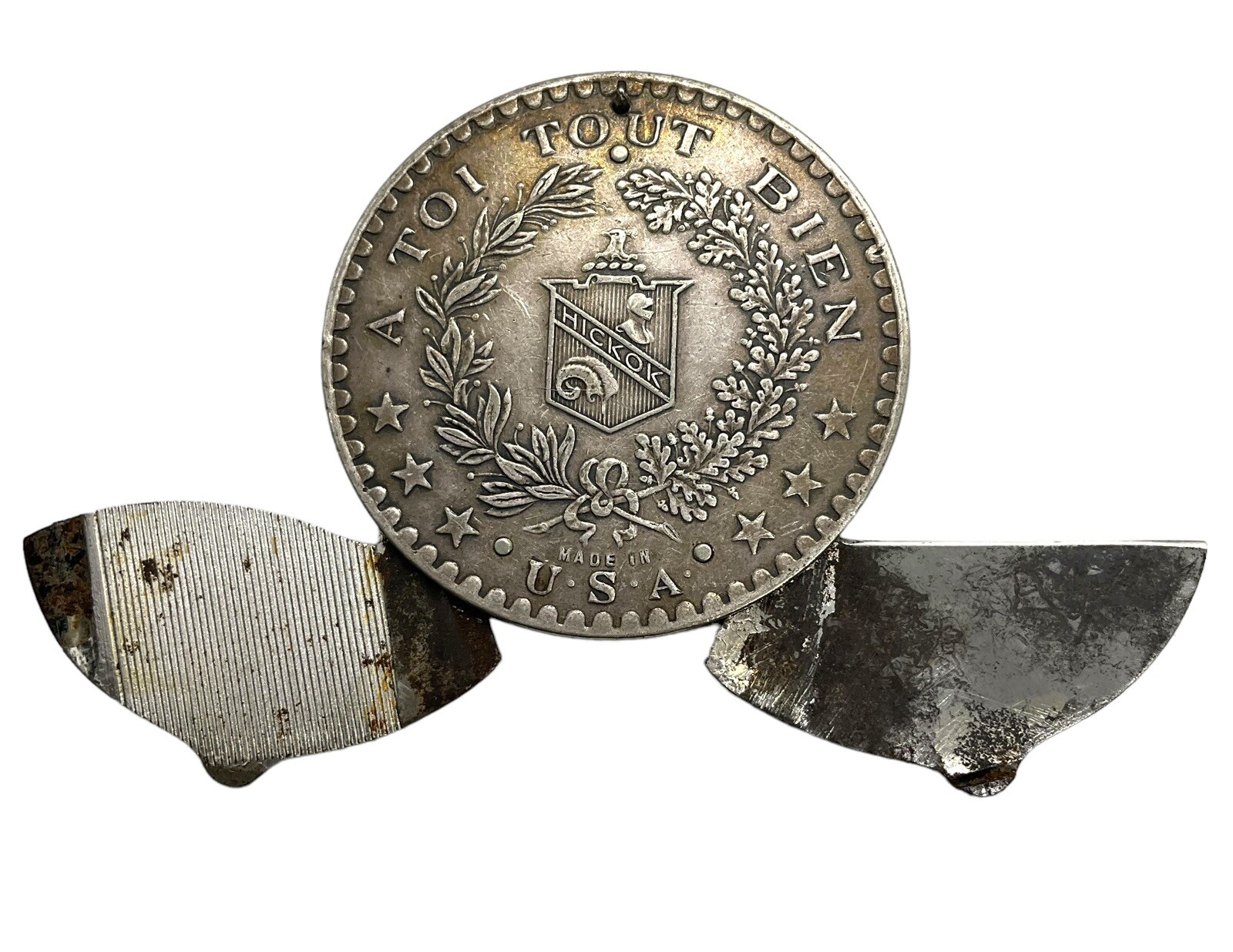 Hickok Coin Style Knife 2 Bladed Made US Hickok Plate Toi Une Vil ...