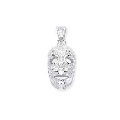 Sterling Silver Skull Bones Pendant with White Cubic Zirconia | eBay