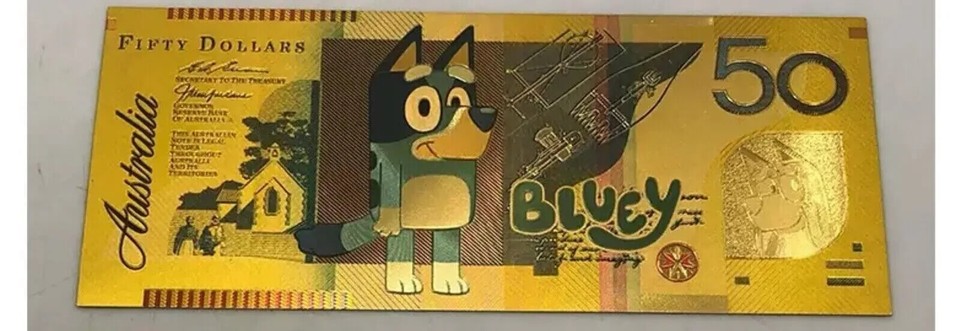 Bluey Collectable 50 Dollar Bucks Banknote 24k Gold Foil in ...