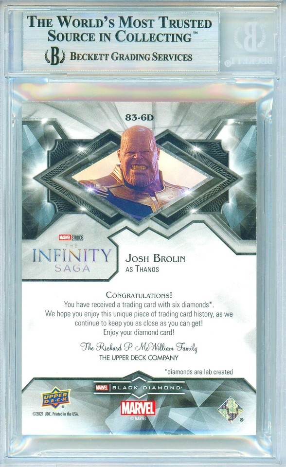 #/23 POP1 BGS 9 2021 Marvel Black Diamond Brolin Thanos Infinity Stones ...