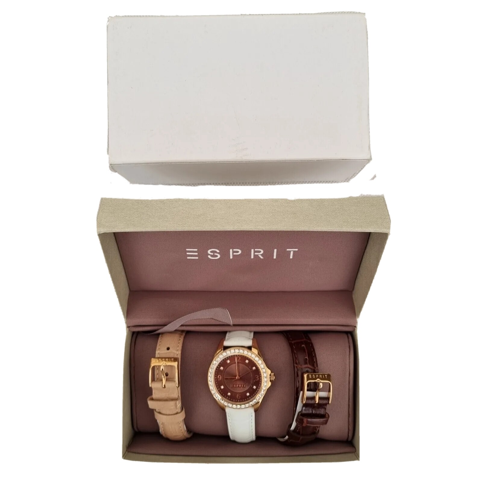 Esprit Ladies 3 Strap Wrist Watch Gift Set Boxed ES106482003 Brown ...