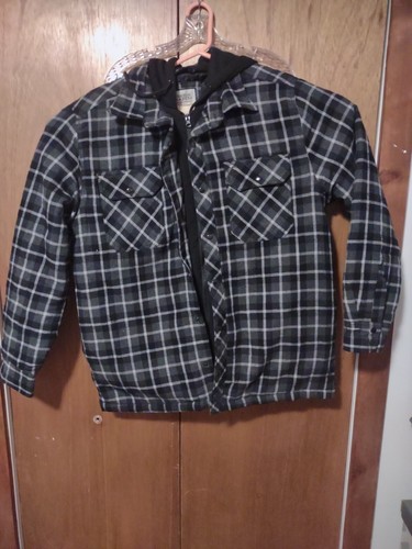 Boston Traders Men's Plaid Flannel Hooded Shacket Quilted Lined Jacket ...