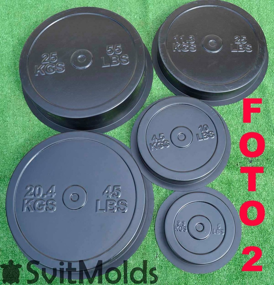 PLATES BARBELL DISCS 5 pcs Molds CONCRETE WEIGHT DISCS OLYMPIC LIFTING ...