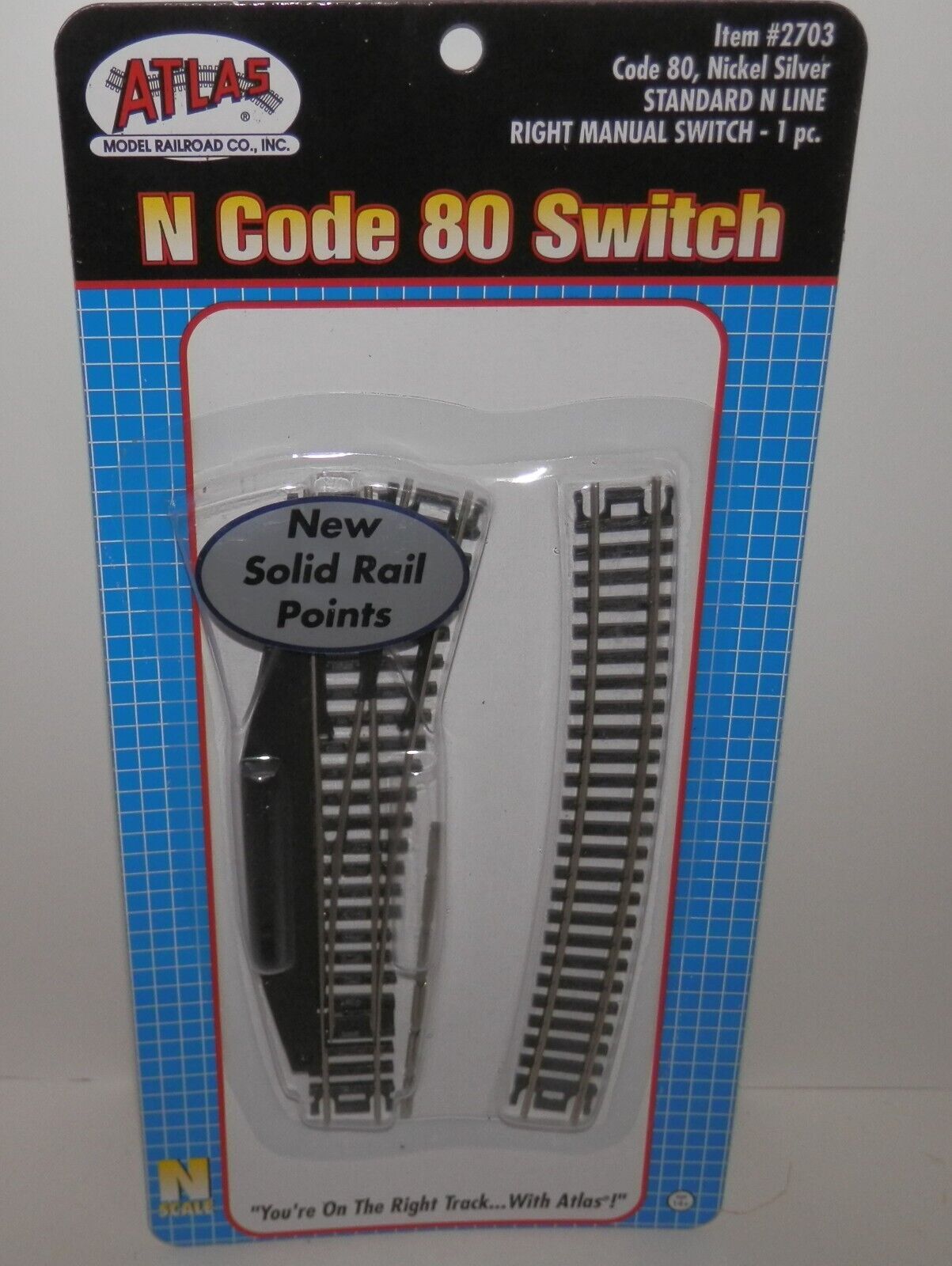 Atlas N Scale Code 80 Nickel Silver Right Manual Switch #2703 NIP | eBay