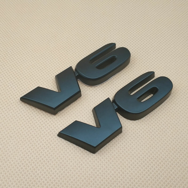 2x Metal Car Trunk Black V6 Emblem Sport Turbo Sticker V6 Engine Badge ...