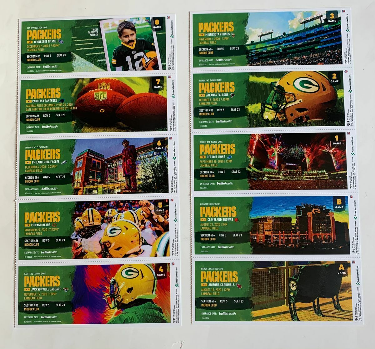 FULL MINT SET 2020 GREEN BAY PACKERS SEASON TICKETS RODGERS | eBay