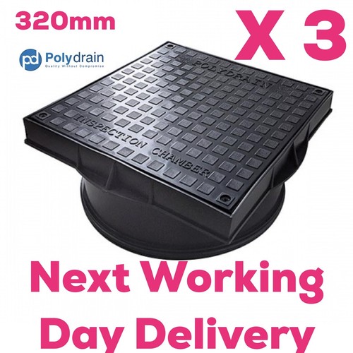3 x 320mm Inspection Chamber Covers Square Manhole Drain Cover ...