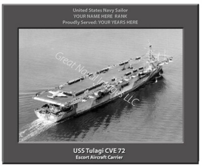 USS Tulagi CVE 72 Personalized Canvas Ship Photo 2 Print Navy Veteran ...