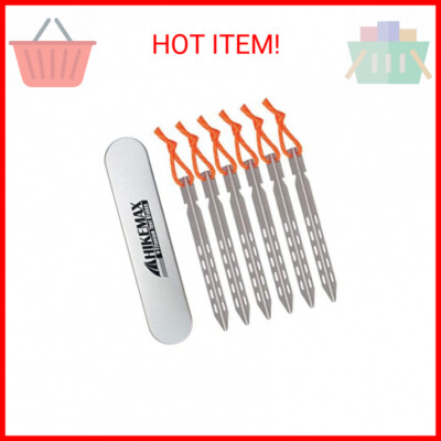 Ultralight Titanium Tent Stakes 6 Pack - V-Shaped Tent Pegs with ...