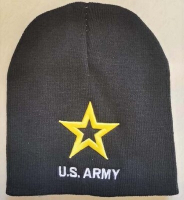 New ARMY Gold Star Logo Winter Beanie Official US Army Licensed Hat ...