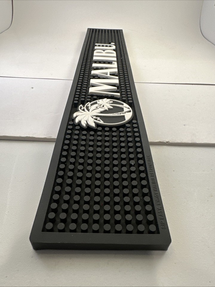 Malibu Rum BlackWhite Rubber Bar Rail Mat Cocktails/Game Room/ Man Cave ...